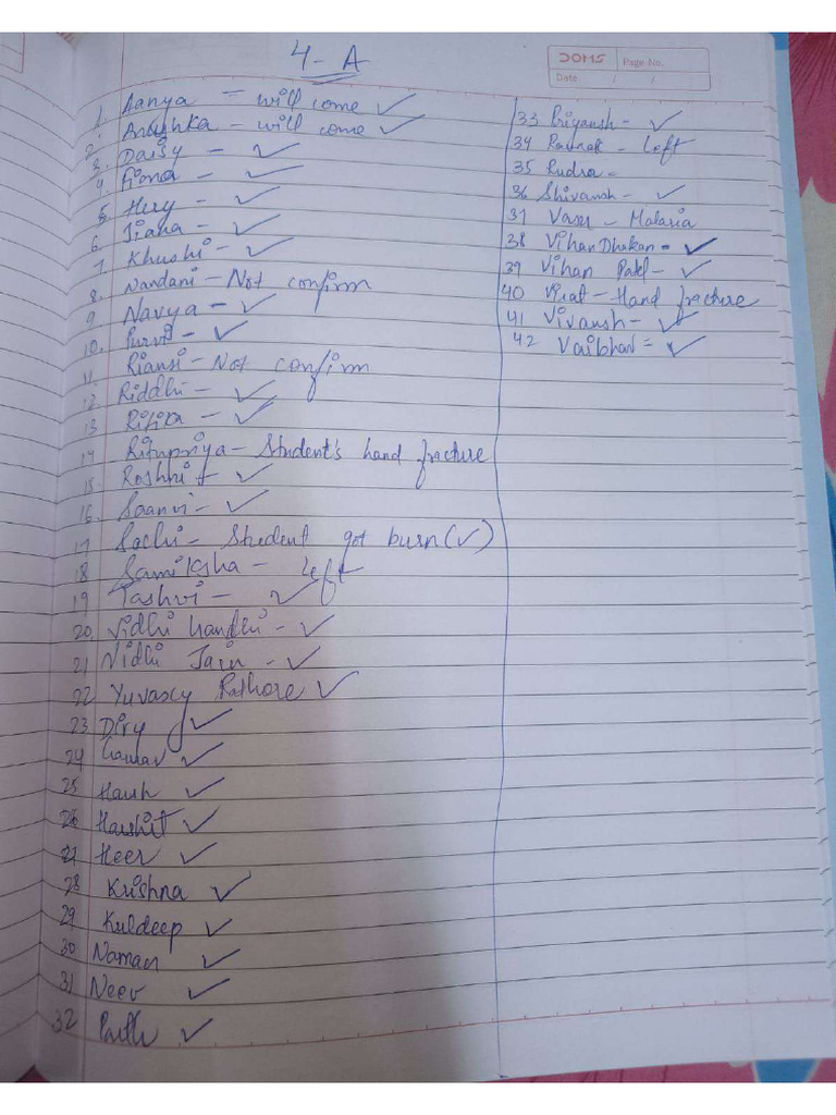 4th and 5th Sports Day Calling List | PDF