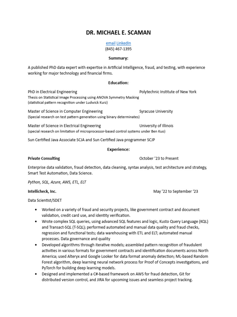 Resume Michael Scaman | PDF | Cloud Computing | Web Service
