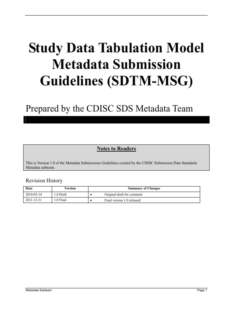 Metadata Submission Guidelines V1 Final | PDF | Metadata | Data