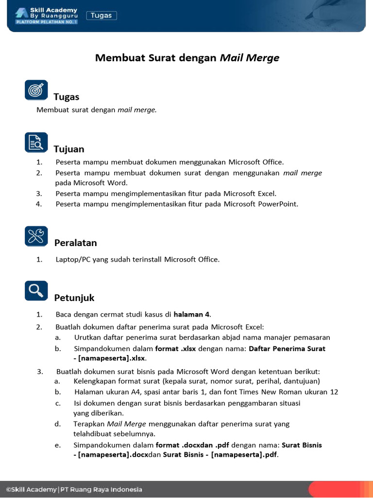 Membuat Surat Dengan Mail Merge: Tugas | PDF | Komputer