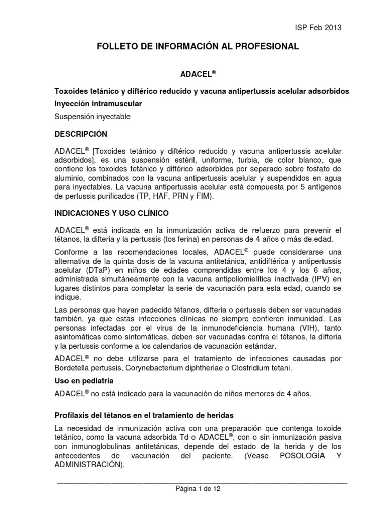 Adacel | PDF | Epidemiología | Especialidades Medicas