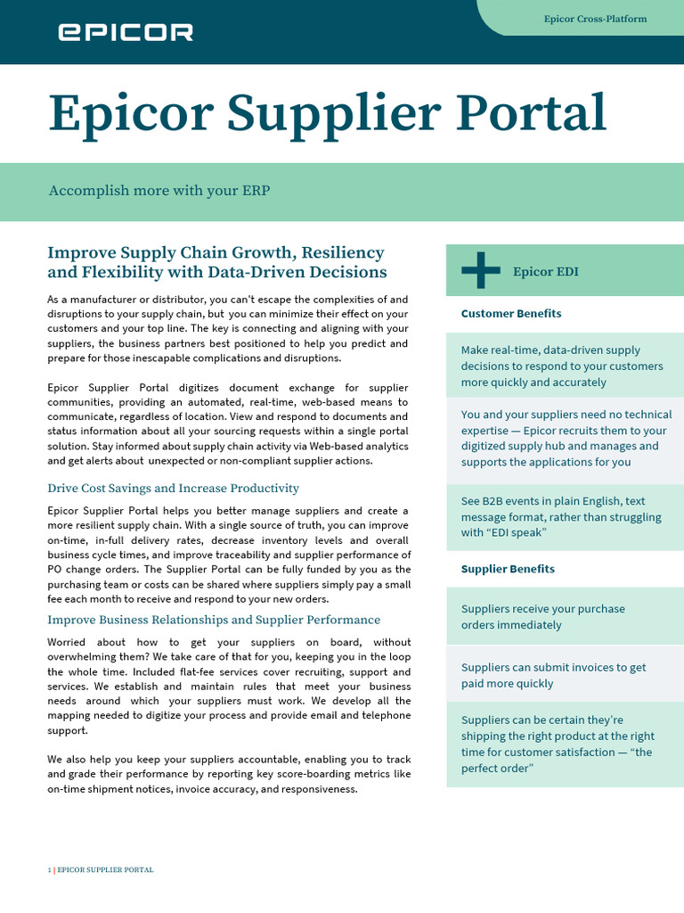 Epicor Supplier Portal Overview | PDF | Supply Chain | Electronic Data ...