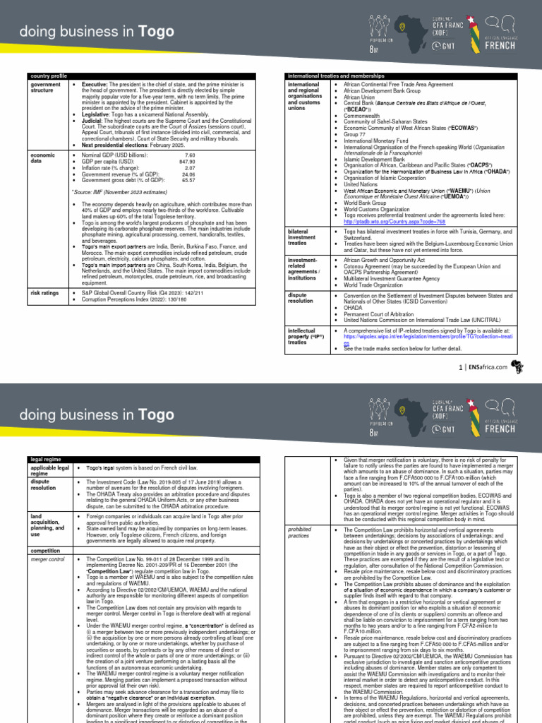 164 - Doing Business in TOGO | PDF | Capital Gains Tax | Value Added Tax