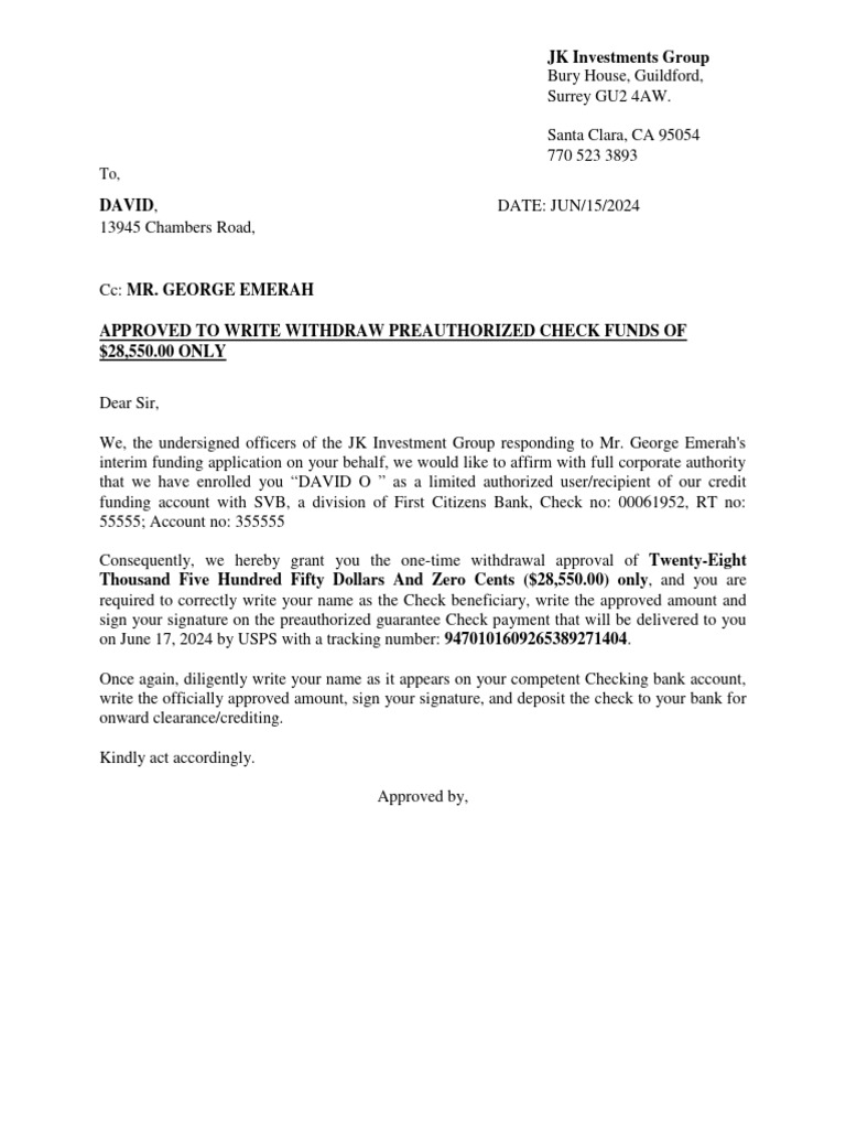 Authorization Letter Samp | PDF