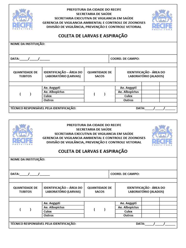 FICHA DE COLETA E ASPIRAÇÃO | PDF