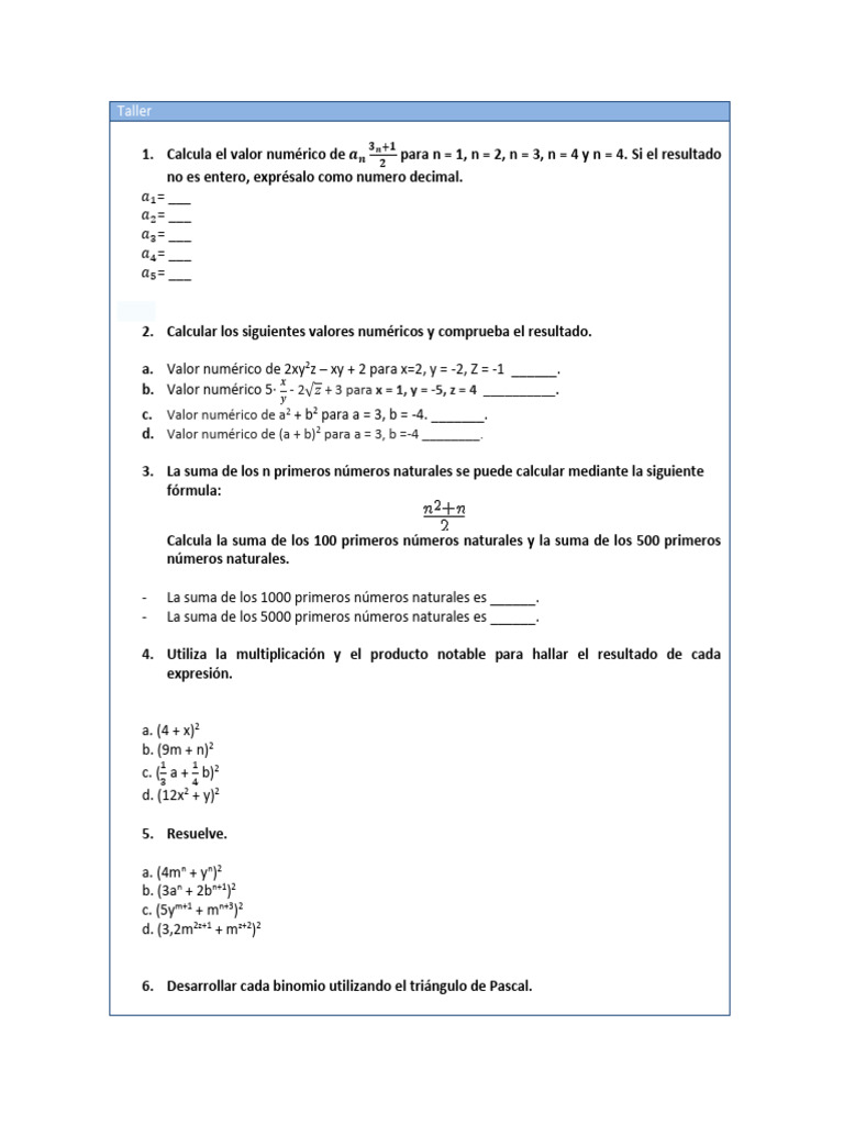 Taller de Matematicas 3 Semana Liam | PDF | Métodos y materiales de enseñanza