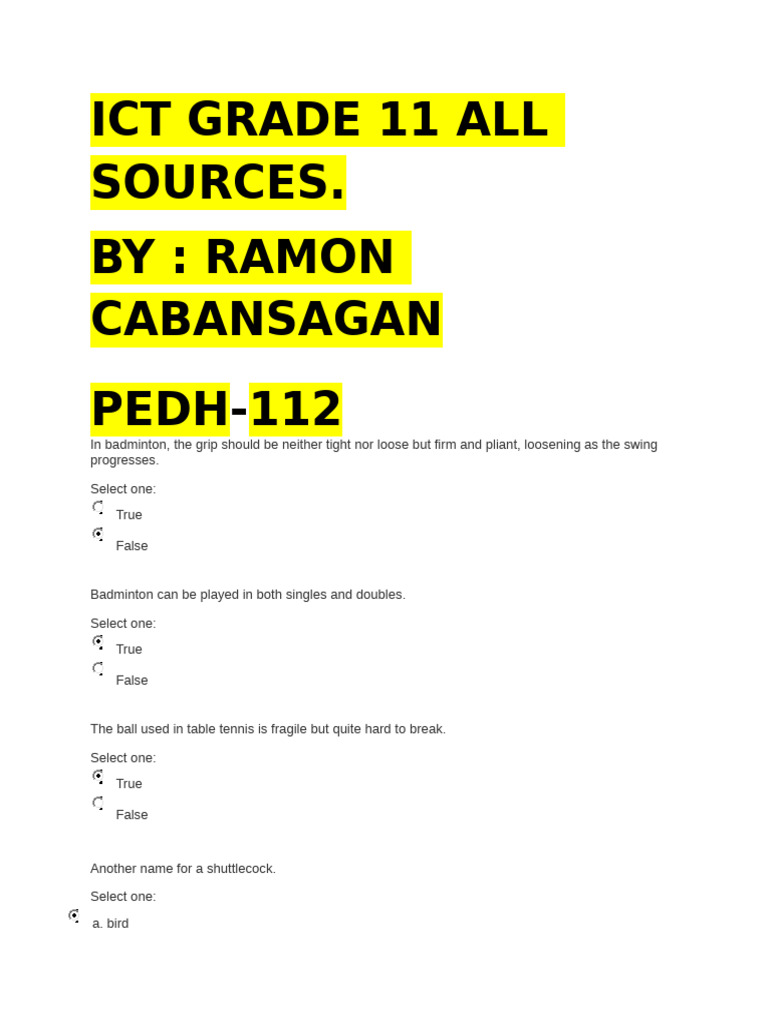 Ict Grade 11 All Sources | PDF | Table Tennis