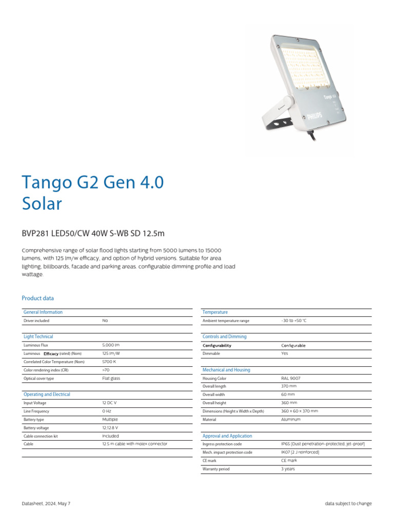 Tango G2 Solar 4.0 | PDF | Lighting | Battery Charger