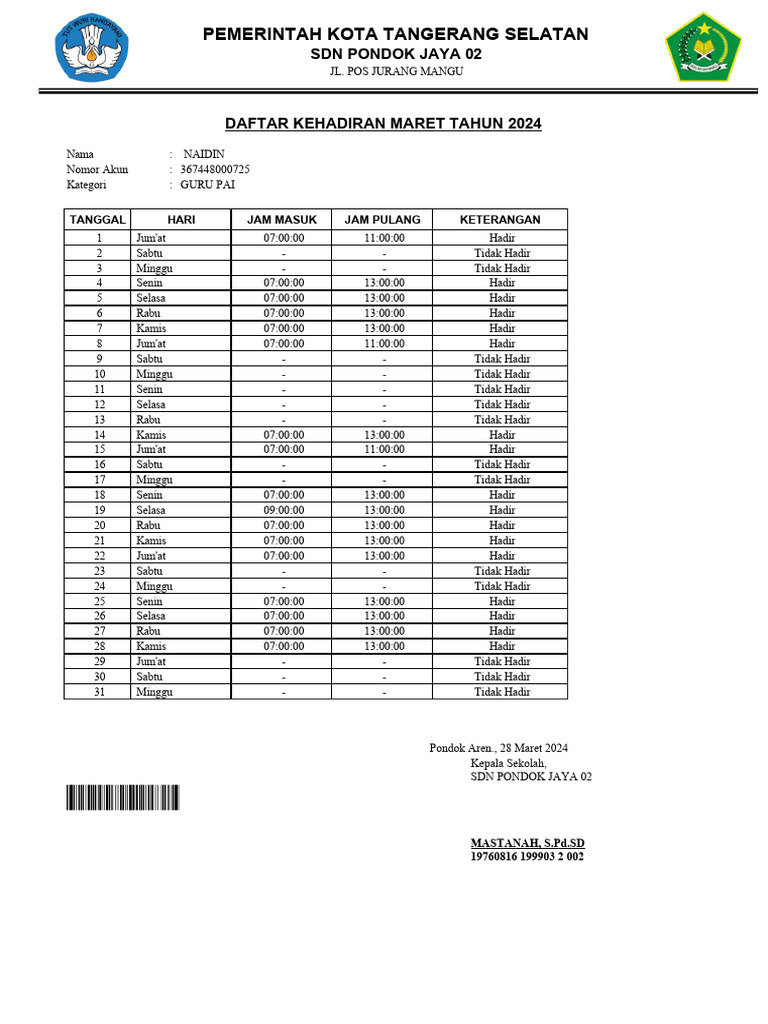 Absen Maret 2024 Fix | PDF