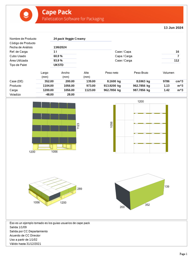 Análisis de Carga para Open Cape Pack | PDF