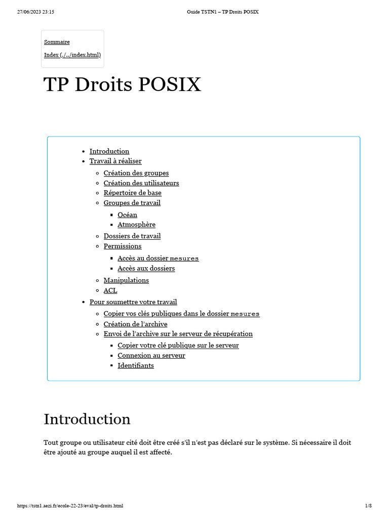 TP Droits POSIX : Guide Complet | PDF | Fichier informatique | Cryptographie
