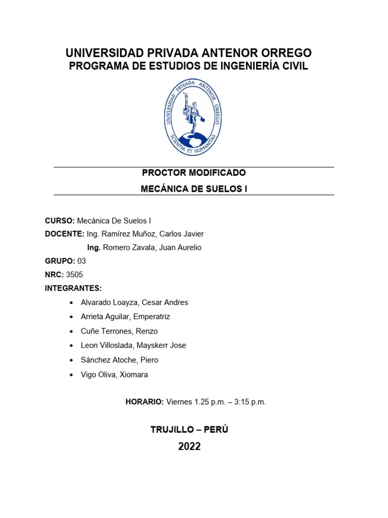 Proctor Modificado | PDF | Ciencias de la Tierra | Ciencia del suelo