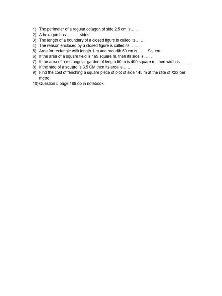 Area and Perimeter Exercises for Grade 6 | PDF