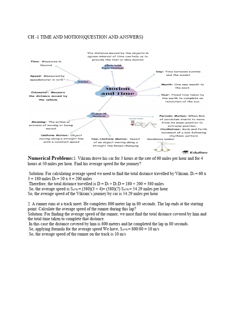Qand A (Time and Motion) | PDF | Time | Speed