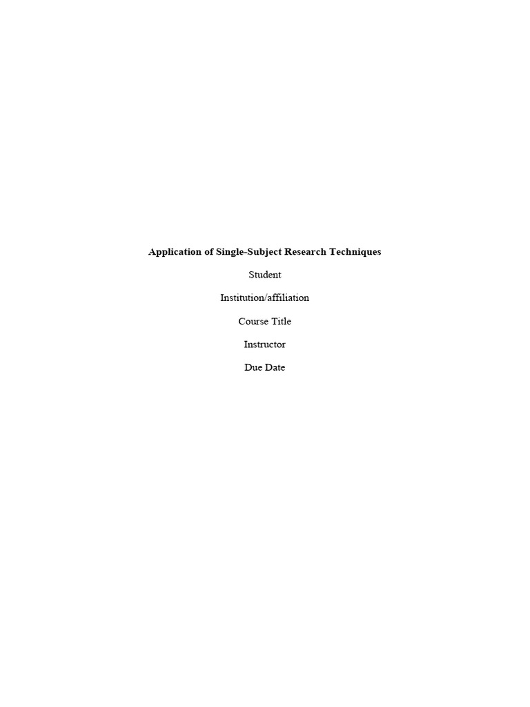 Single-Subject Research Design | PDF | Learning | Behavior