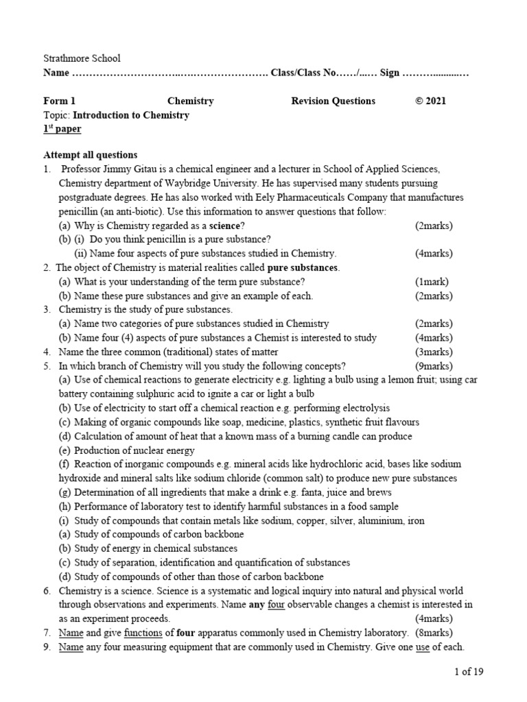 Introduction To Chemistry (PT I) | PDF | Chemical Compounds | Chemical ...