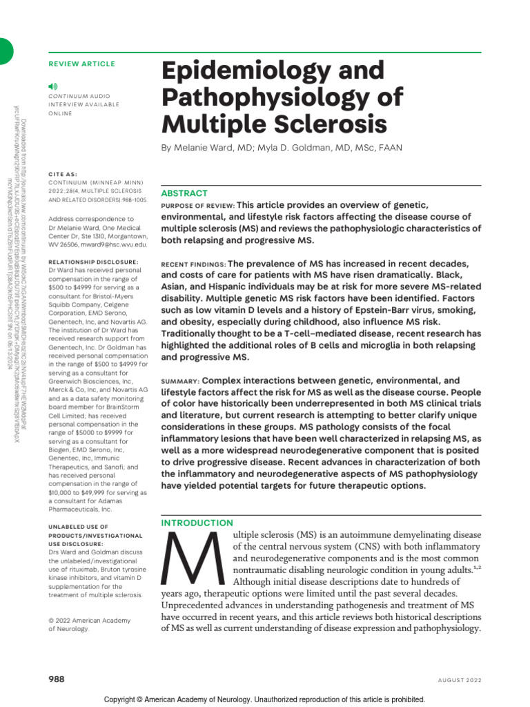 Epidemiology and Pathophysiology of Multiple.4 | PDF | Multiple Sclerosis | Microglia