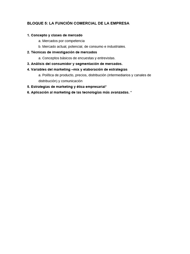 Esquema Bloque 5 | PDF | Mercado (economía) | Marketing