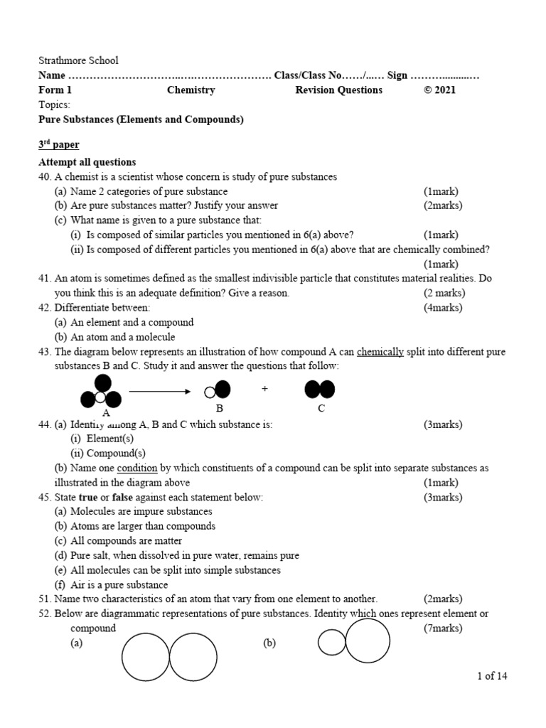 Introduction To Chemistry (Pure Substances - Elements and Compounds ...