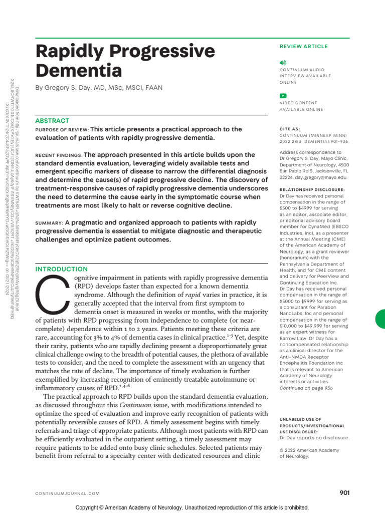 Rapidly Progressive Dementia.16 | PDF | Dementia | Medical Diagnosis