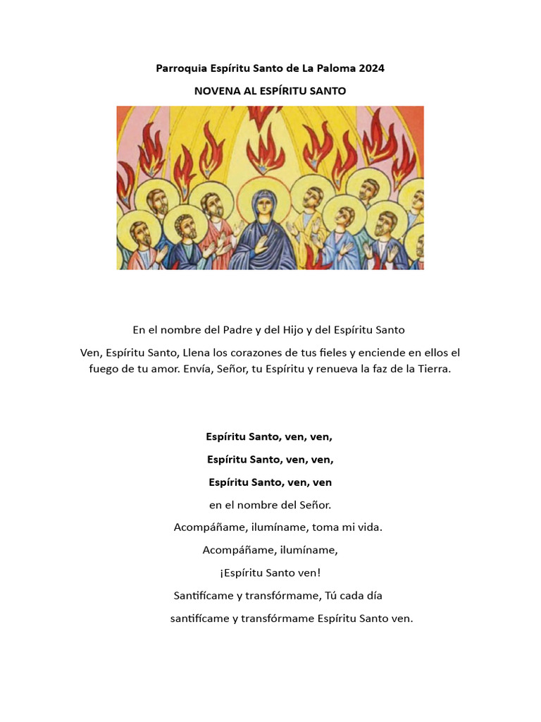 NOVENA AL ESPIRITU SANTO EN WORD | PDF | espíritu Santo | Cristo (título)