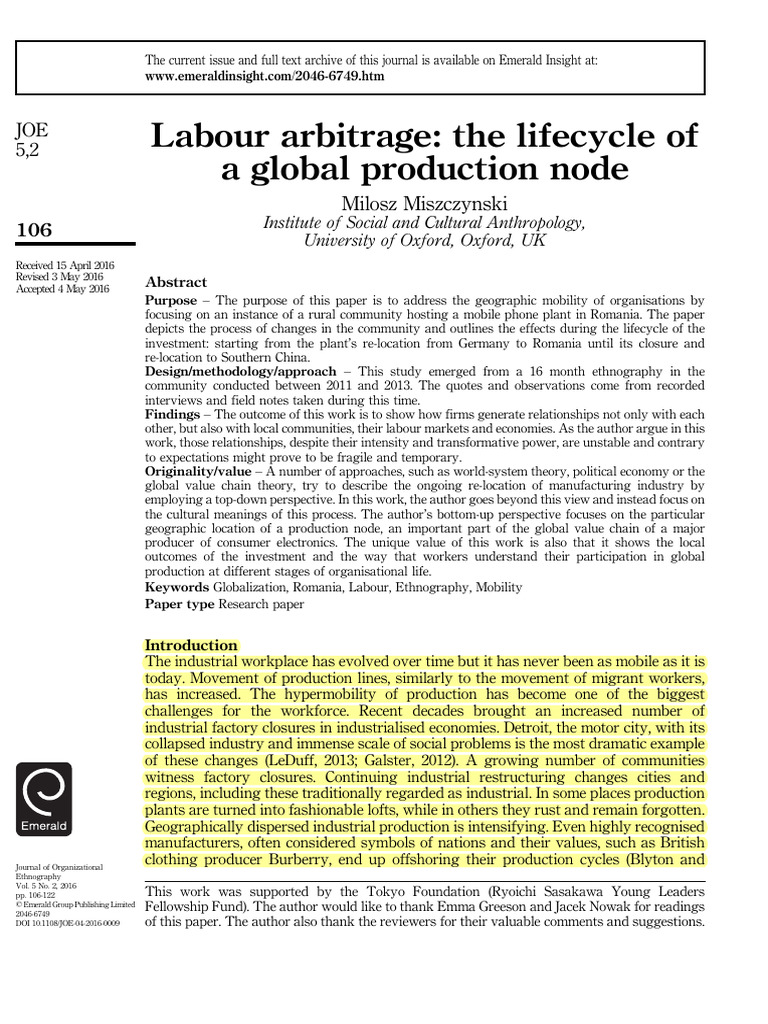 Ethnography Paper | PDF | Labour Economics | Ethnography