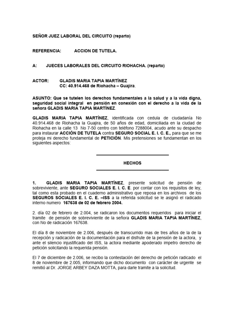 Acion de Tuleta Iss | PDF | Derecho Constitucional | Constitución