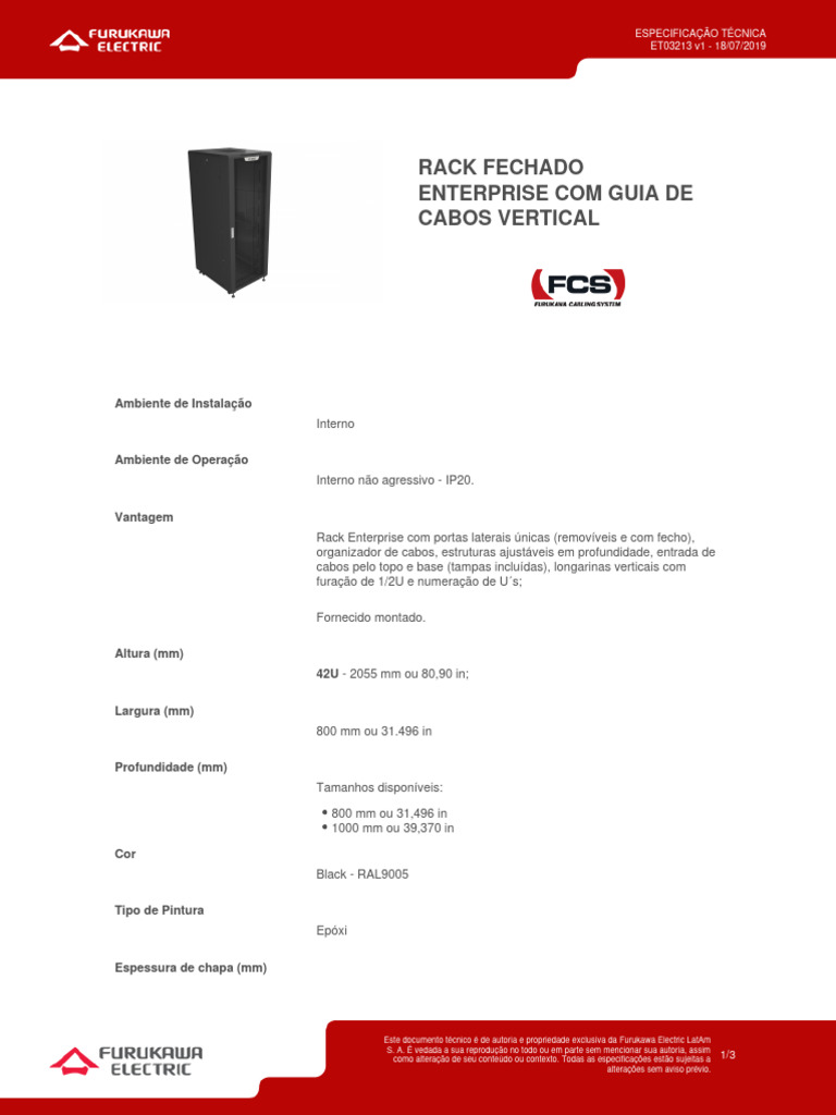 Rack Enterprise Com Guias Verticais - Furukawa | PDF