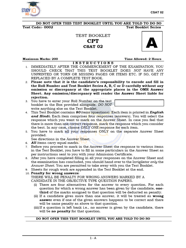 CPT - 2 CSAT Paper 2 Full - QP and AKS - 1712165728 | PDF