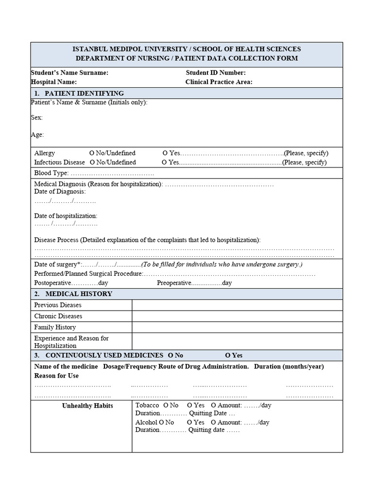 3_Patient Data Collection Form | Download Free PDF | Surgery ...