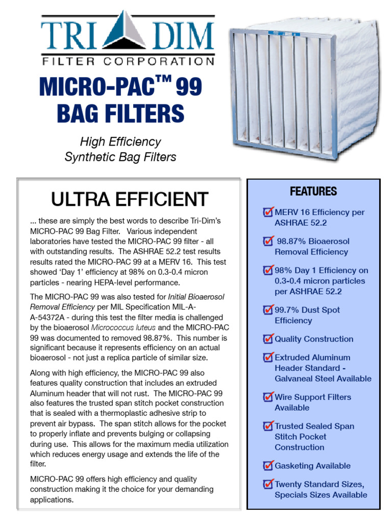 1100-3 Bolsa MERV 16 | PDF