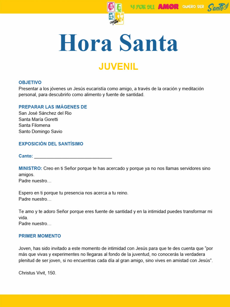Hora Santa para Jovenes-1 | PDF | eucaristía | Cristo (título)