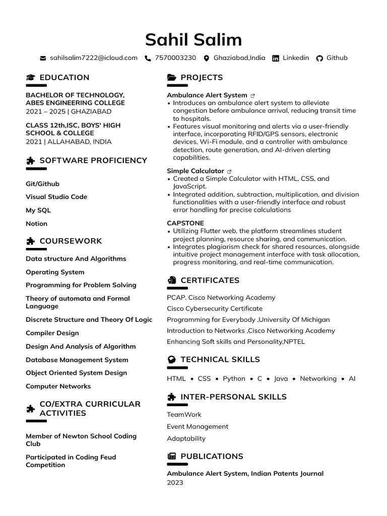 sahil salim cv | Download Free PDF | Computer Programming | Artificial Intelligence