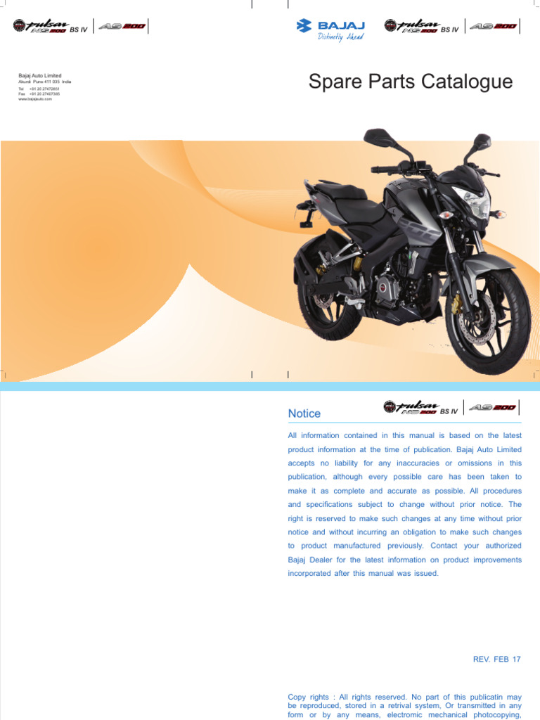 Pulsar Ns200 (2013-2017) - Manual de Partes | PDF | Internal Combustion ...