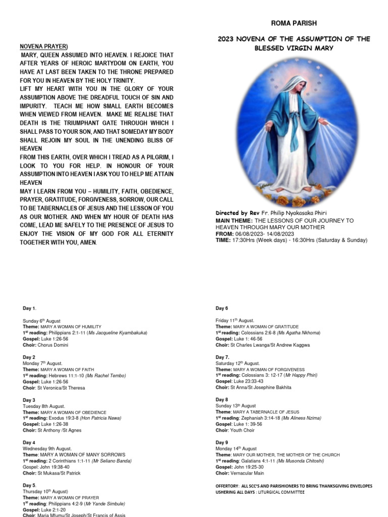 NOVENA OF THE ASSUMPTION of The BVM - 2023 - 230806 - 124039 | PDF ...