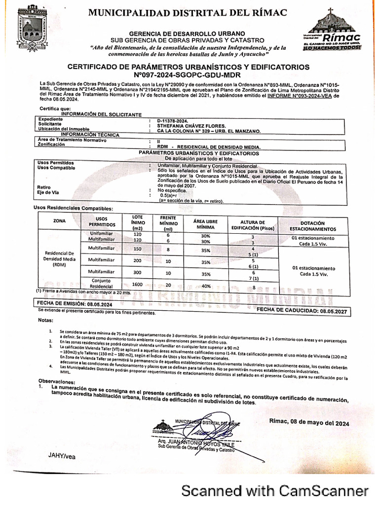 Parámetros Urbanísticos Rimac | PDF