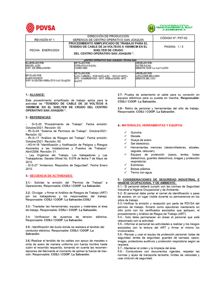 PST 05 Tendido de Cable | Descargar gratis PDF | Primeros auxilios | Paro cardíaco