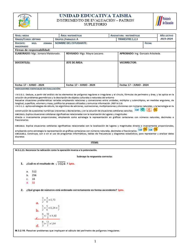 Eva Mate Suple 7mo A Jomaramaldonado Patrón | PDF | Matemáticas