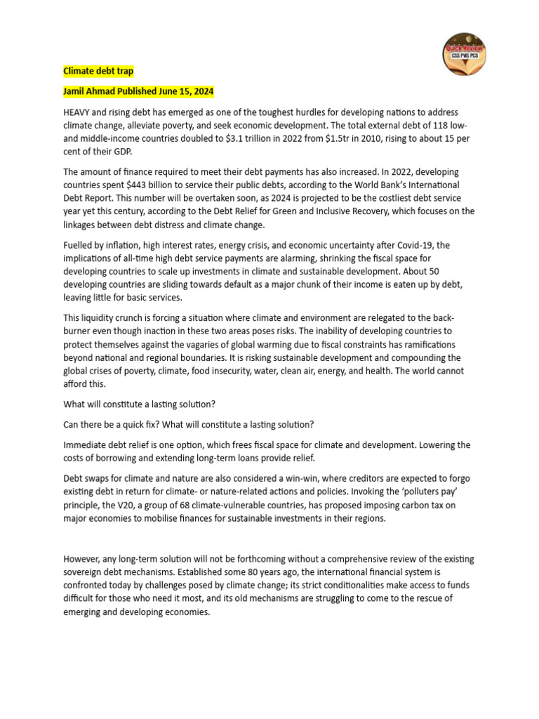 Climate Debt Trap 15-06 | PDF | Debt | Developing Country