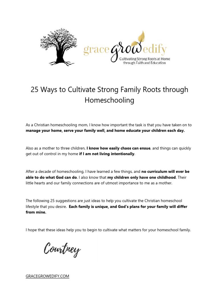 25 Ways To Cultivate Strong Family Roots Through Homeschooling.01 | PDF ...