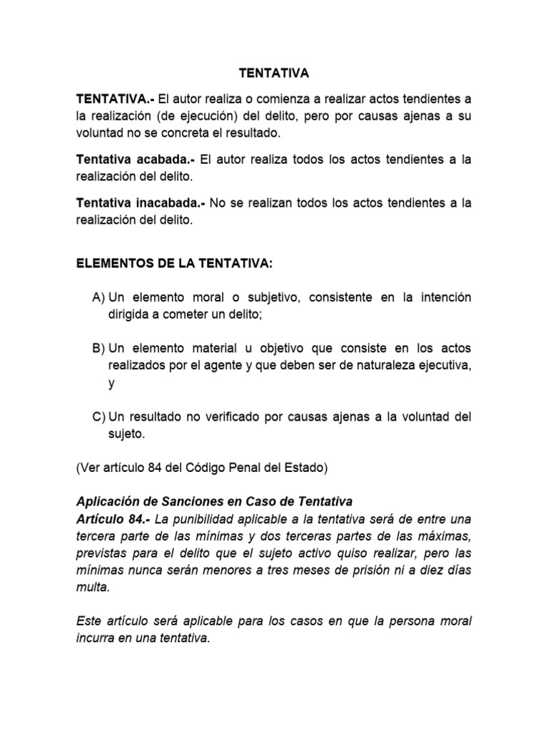 Elementos Tentativa, Delitos Instantáneos, Perm. y Continuados ...