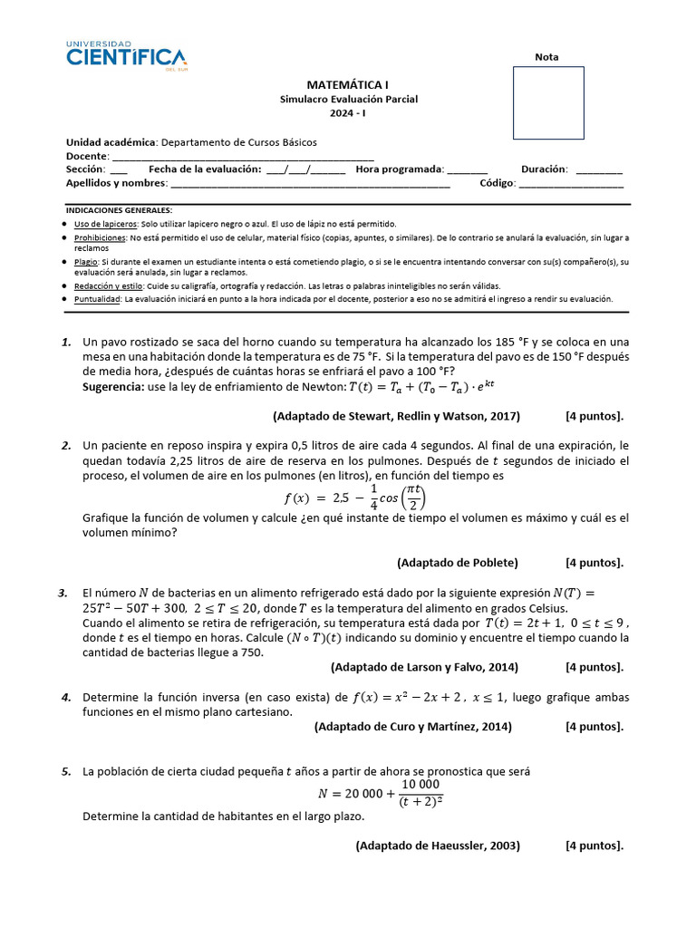 Simulacro EP - Matemática | PDF