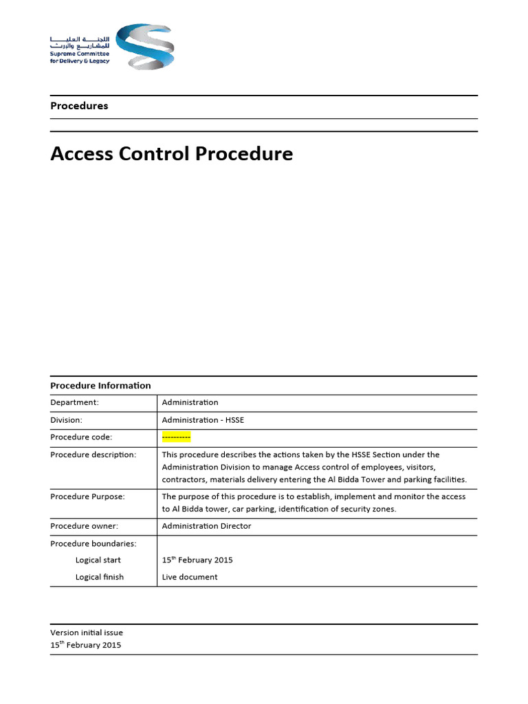 Access Control Procedure | PDF | Access Control | Traffic