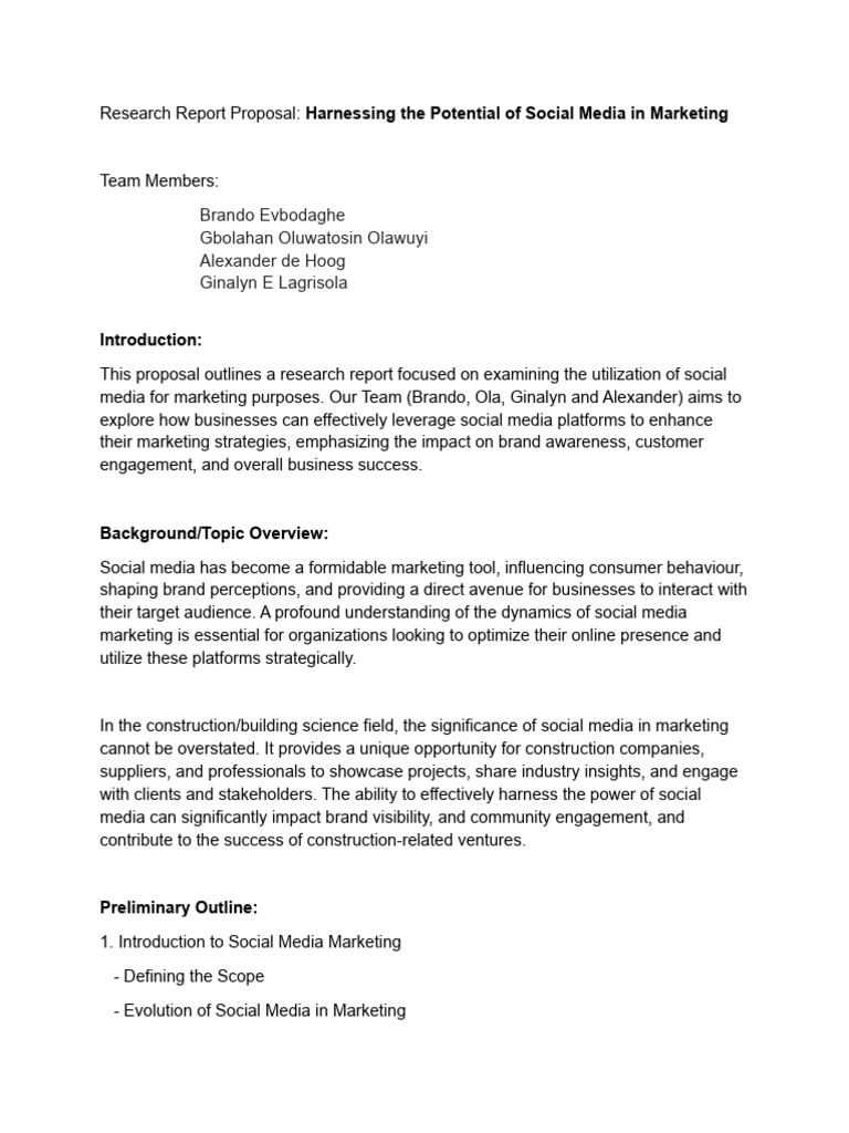 Group 7 - Research Proposal - Social Media | PDF | Marketing | Social Media