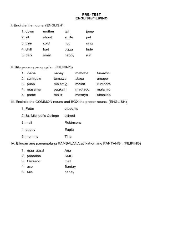 Pre Test | PDF