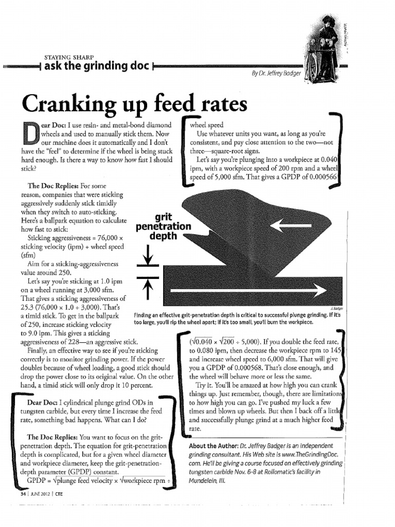 Grinding Feed Rates Article | PDF