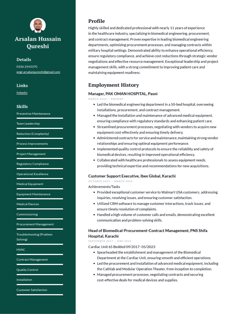 Arsalan Resume | PDF | Medical Device | Procurement