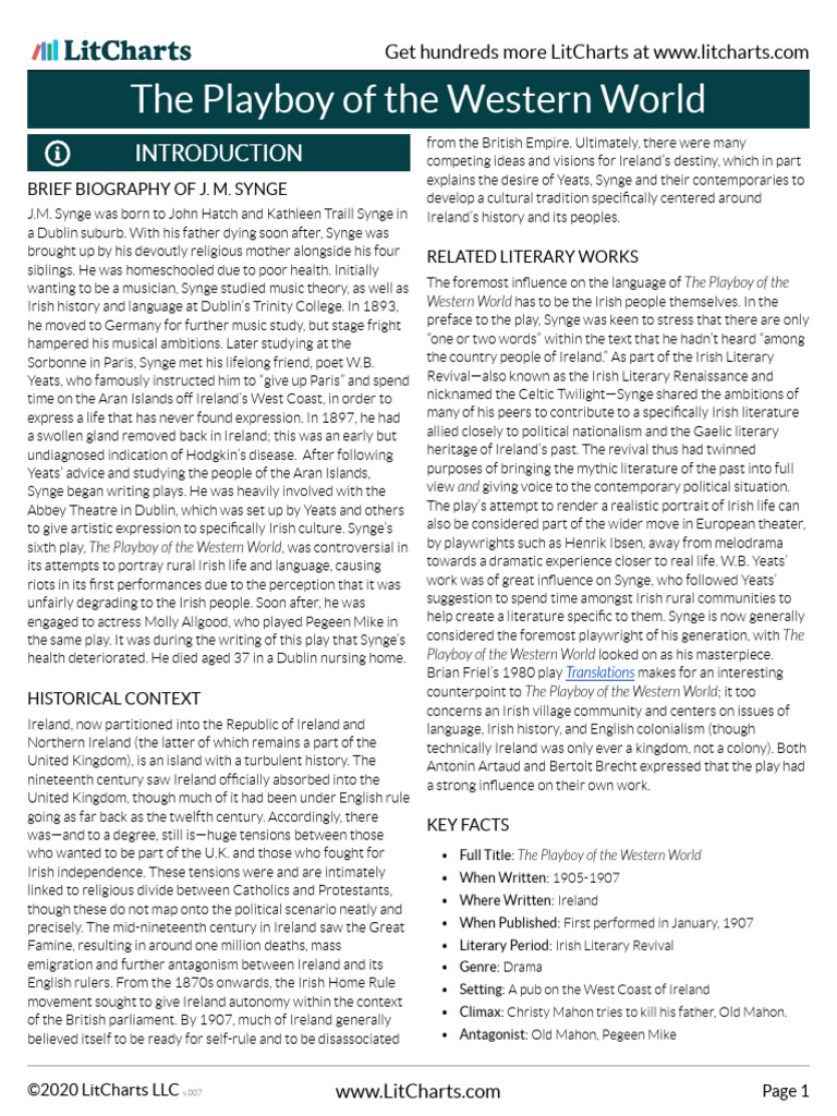 The-Playboy-of-the-Western-World-LitChart | PDF | John Millington Synge