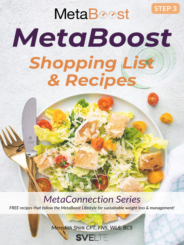 Metaboost Shopping List Recipes | PDF | Chocolate | Pancake