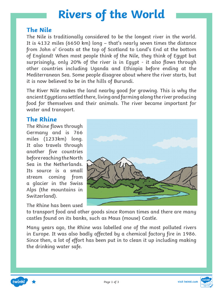 Major Rivers of the World Explained | PDF | Danube | Rhine